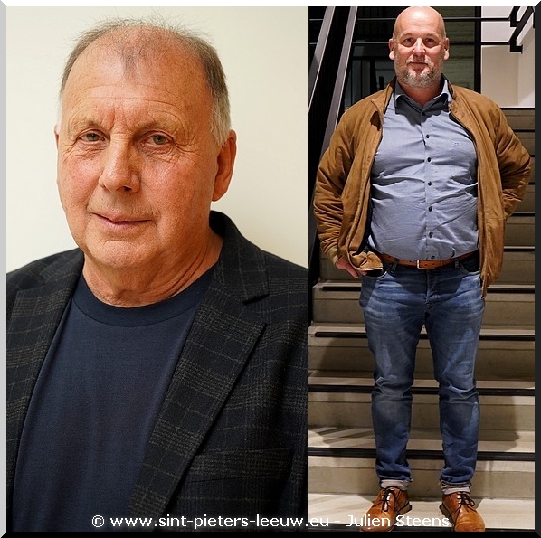 Gemeenteraadslid Wim Peeters geeft fakkel door aan Raymond Stiens ...